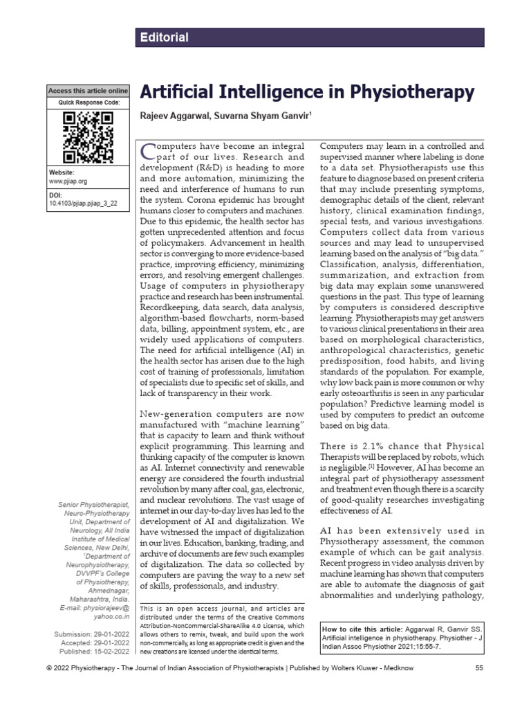 Artificial Intelligence in Physiotherapy.1 | PDF | Artificial ...