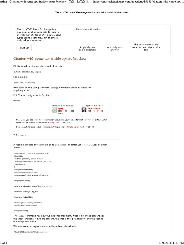 Citing - Citation With Some Text Inside Square Brackets - TeX - LaTeX Stack Exchange | PDF | Te ...