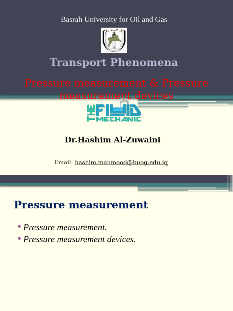 CH 03 Pressure Measurement & Pressure Measurement Devices | PDF | Pressure | Pressure Measurement