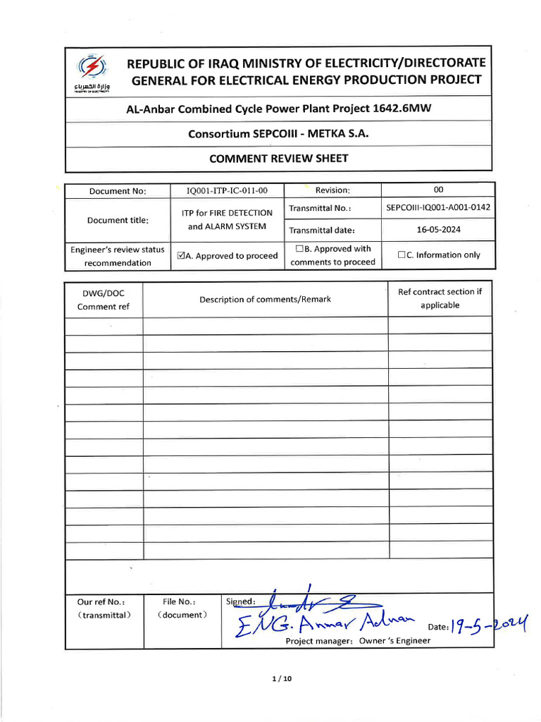 ITP For Fire Detection and Alarm System | PDF