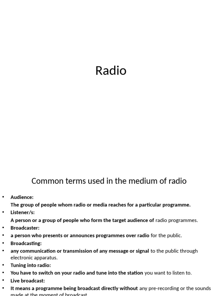Essential Radio Terminology Explained | PDF | Broadcasting | Radio