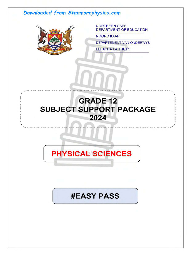 NW Physical Sccience Grade 12 WORKBOOK EASY PASS 2024 and Memo | PDF ...