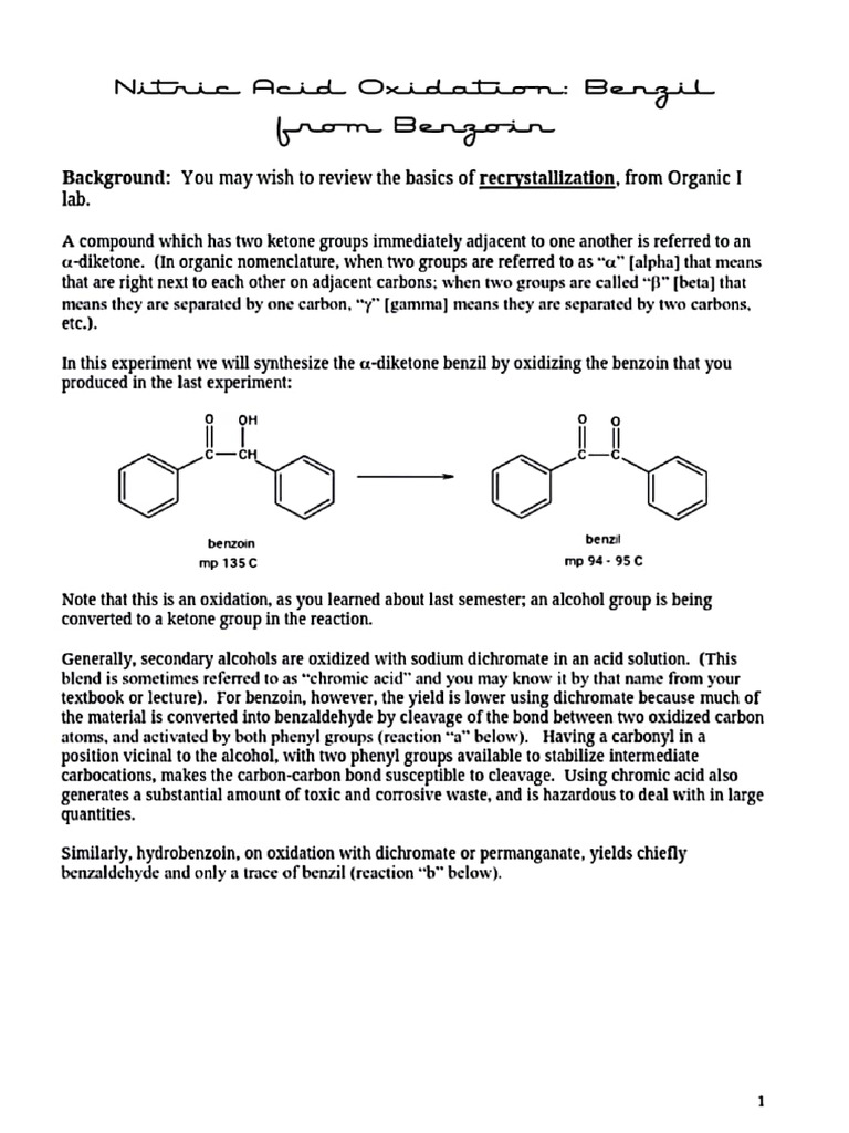 Benzil From Benzoin | PDF