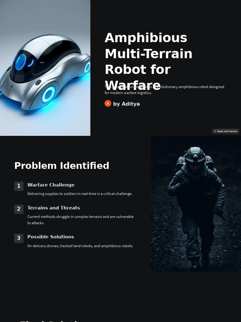 Amphibious Multi Terrain Robot For Warfare | PDF | Robot | Robotics