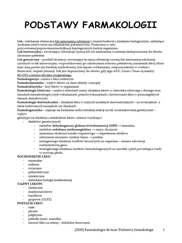 Podstawy Farmakologii | PDF
