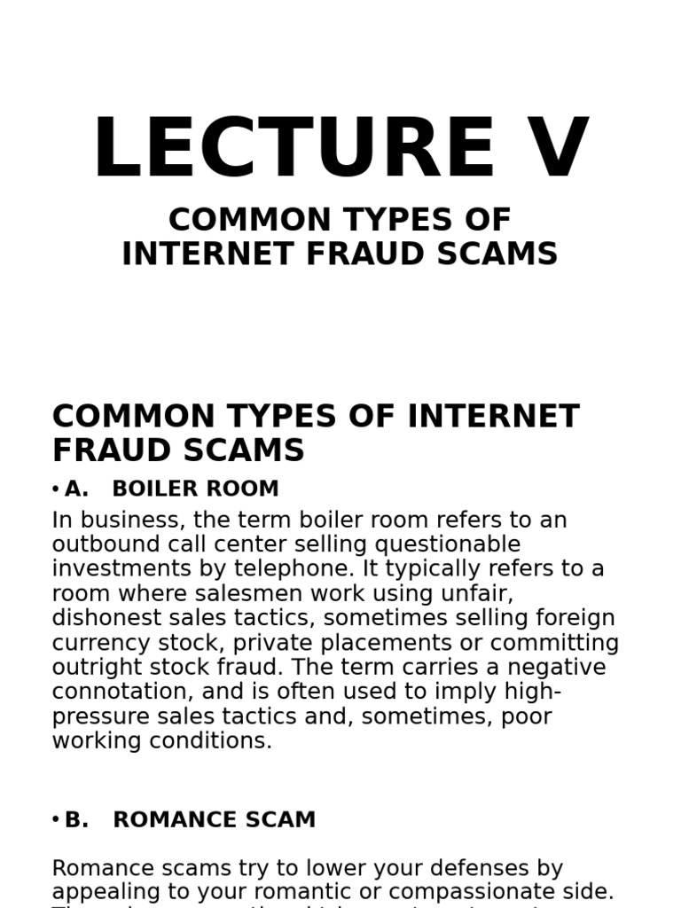 LESSON 5 Common Types of Internet Fraud | PDF | Email Spam | Phishing