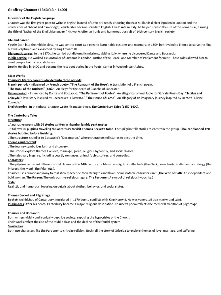 Geoffrey Chaucer | PDF