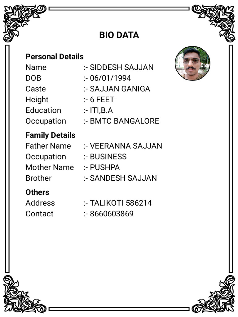 Biodata 1 | PDF