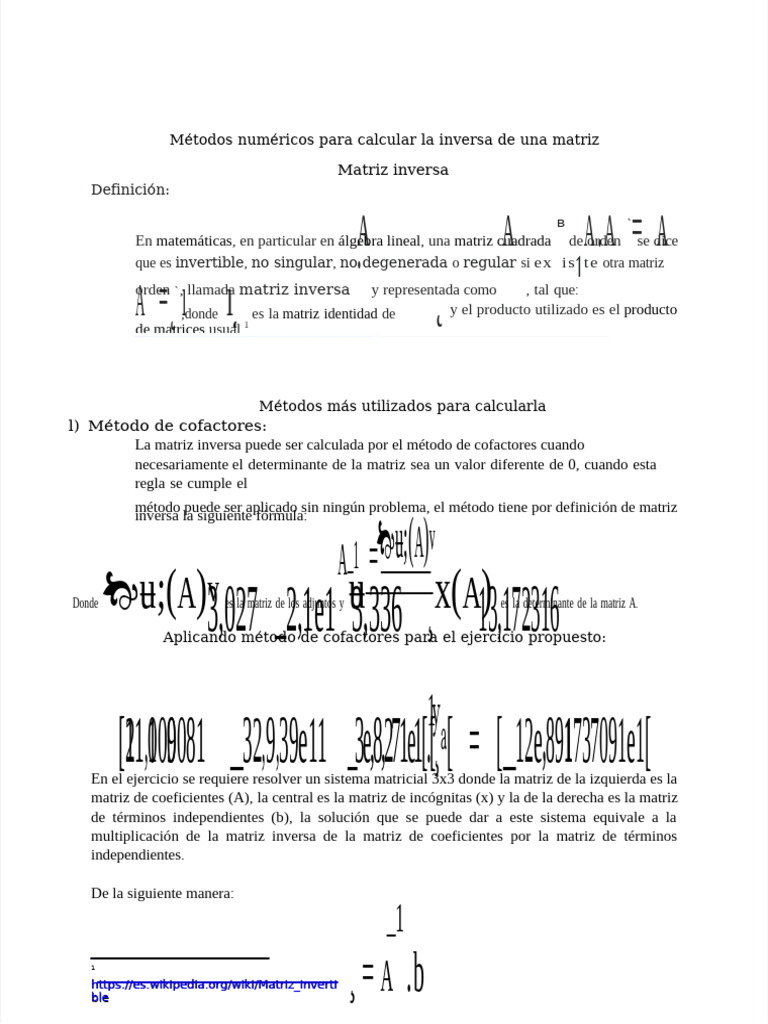 Métodos para Calcular Matrices Inversas | PDF | Matriz (Matemáticas ...