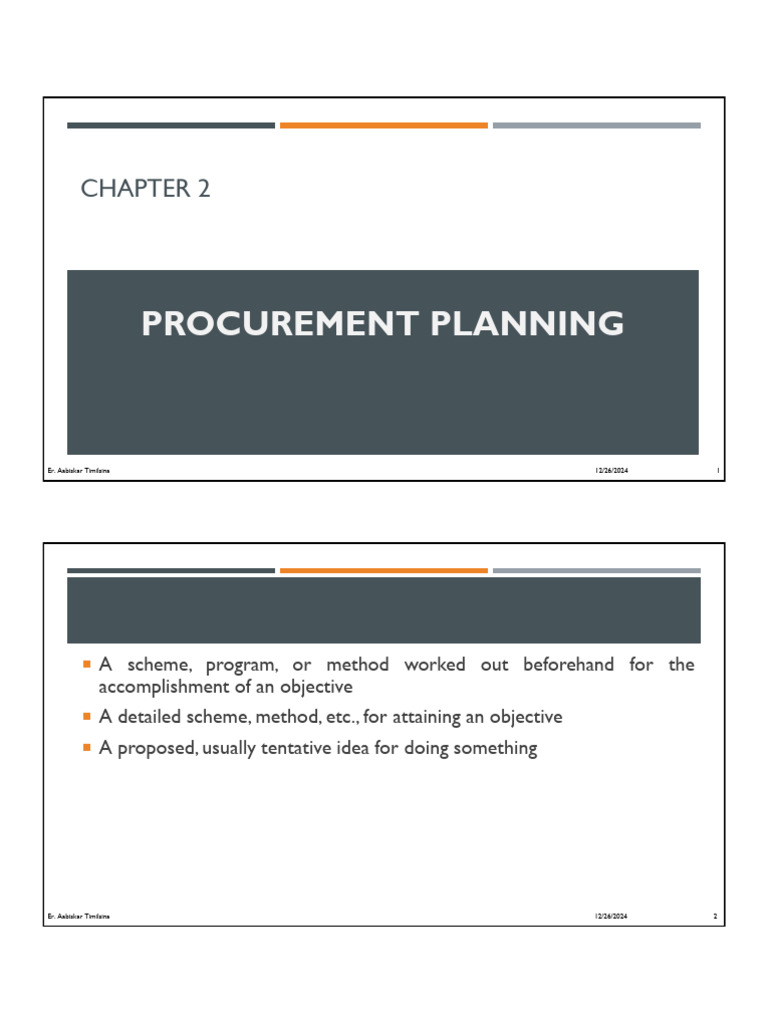 Chapter 2 Procurement Planning | PDF | Procurement | Specification (Technical Standard)