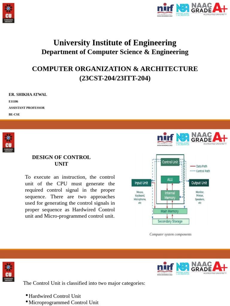 Lecture 2.1.1 (Design of Control Unit-Hardwired Control Unit) | PDF | Matrix (Mathematics ...