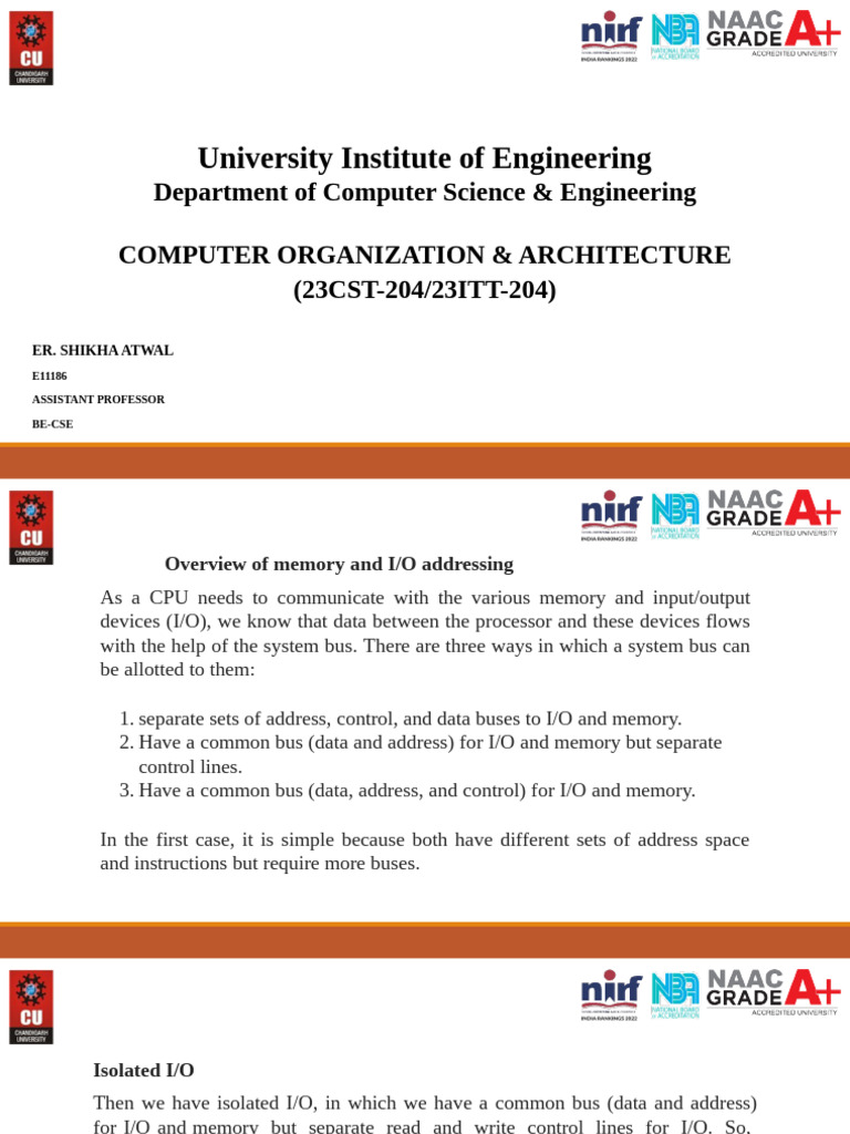 Lecture 1.1.4 (Overview of Memory and IO Addressing) | PDF | Input/Output | Digital Electronics