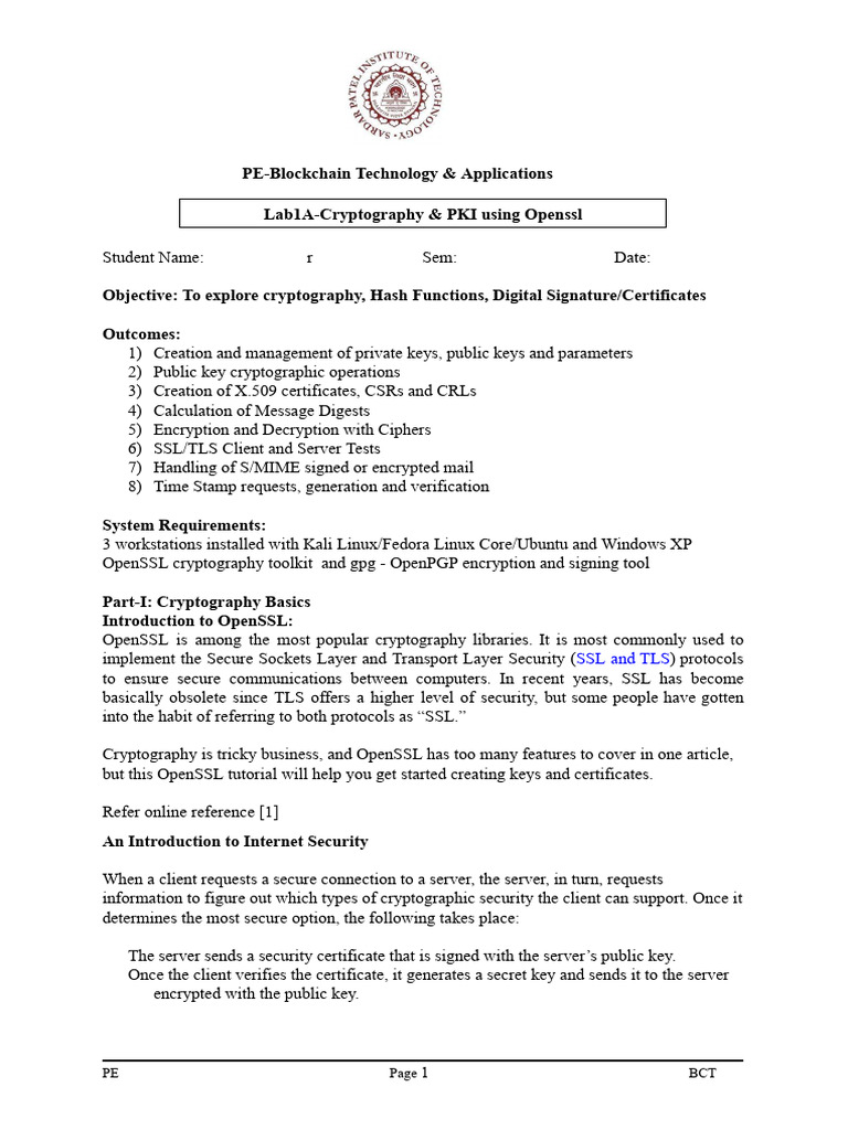 PE-BCT Cryptography and PKI | PDF | Transport Layer Security | Public Key Certificate