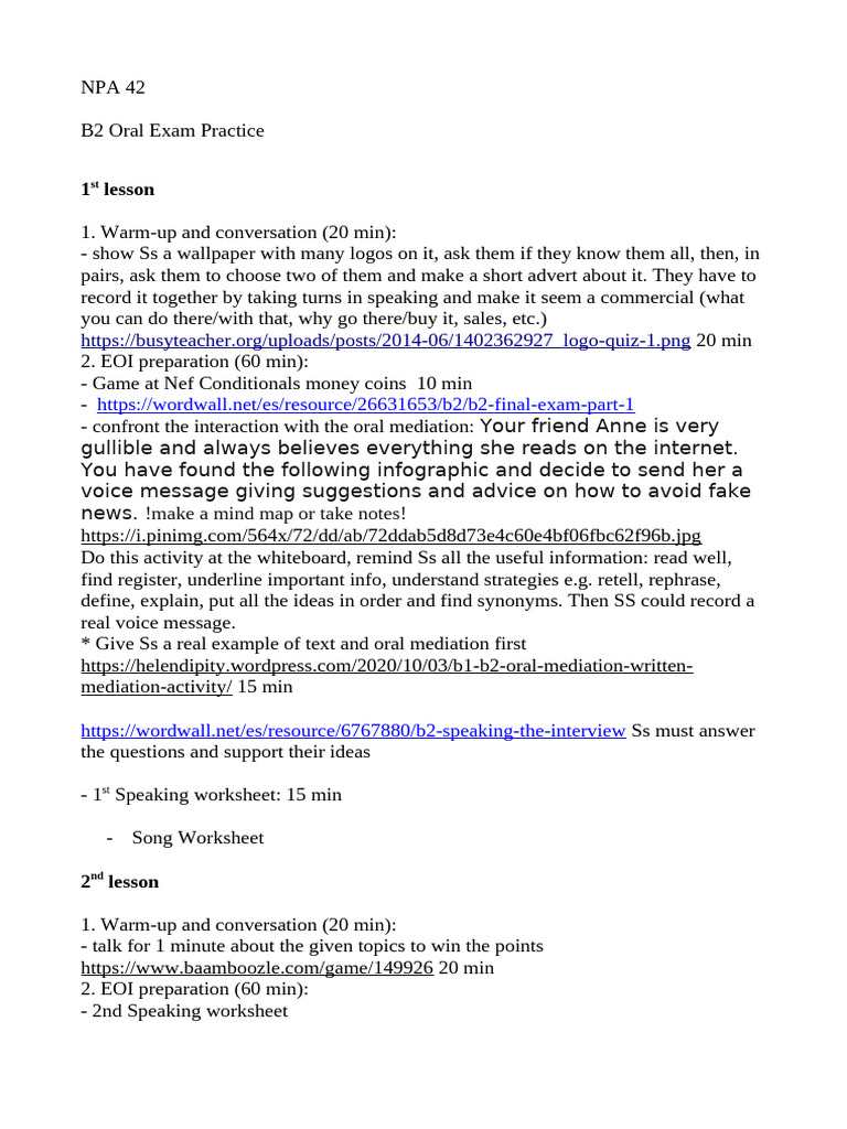 NTC42 B2 Speaking Preparation Lesson Plan | PDF | Human Communication ...