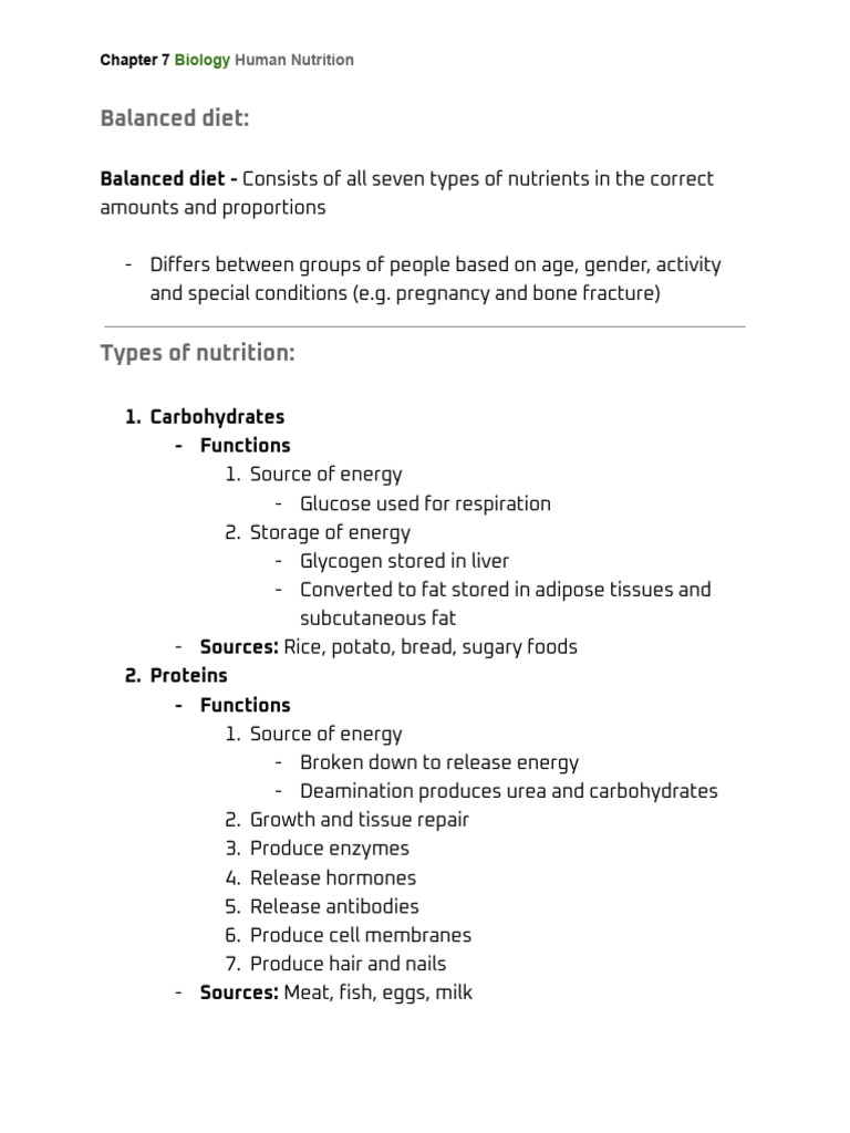 Human Nutrition: Key Nutrients Explained | PDF | Digestion | Stomach