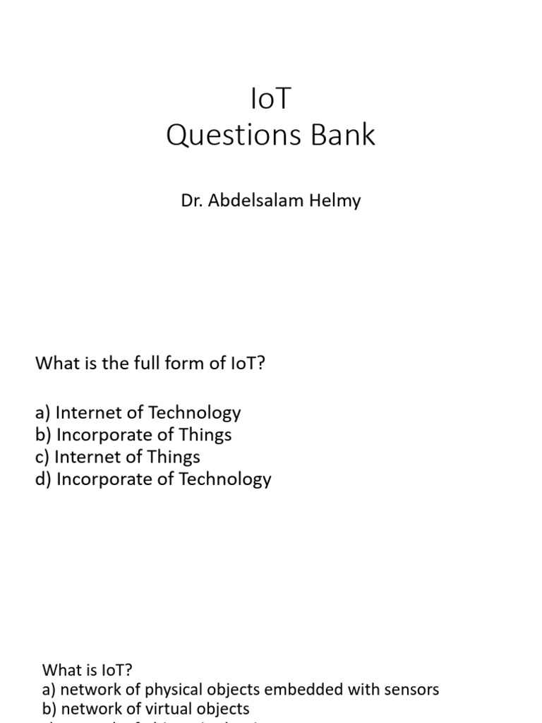 IOT - Questions Bank (1) | PDF | Internet Of Things | Information