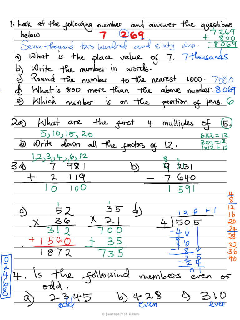 GRADE 4 WORK A | PDF