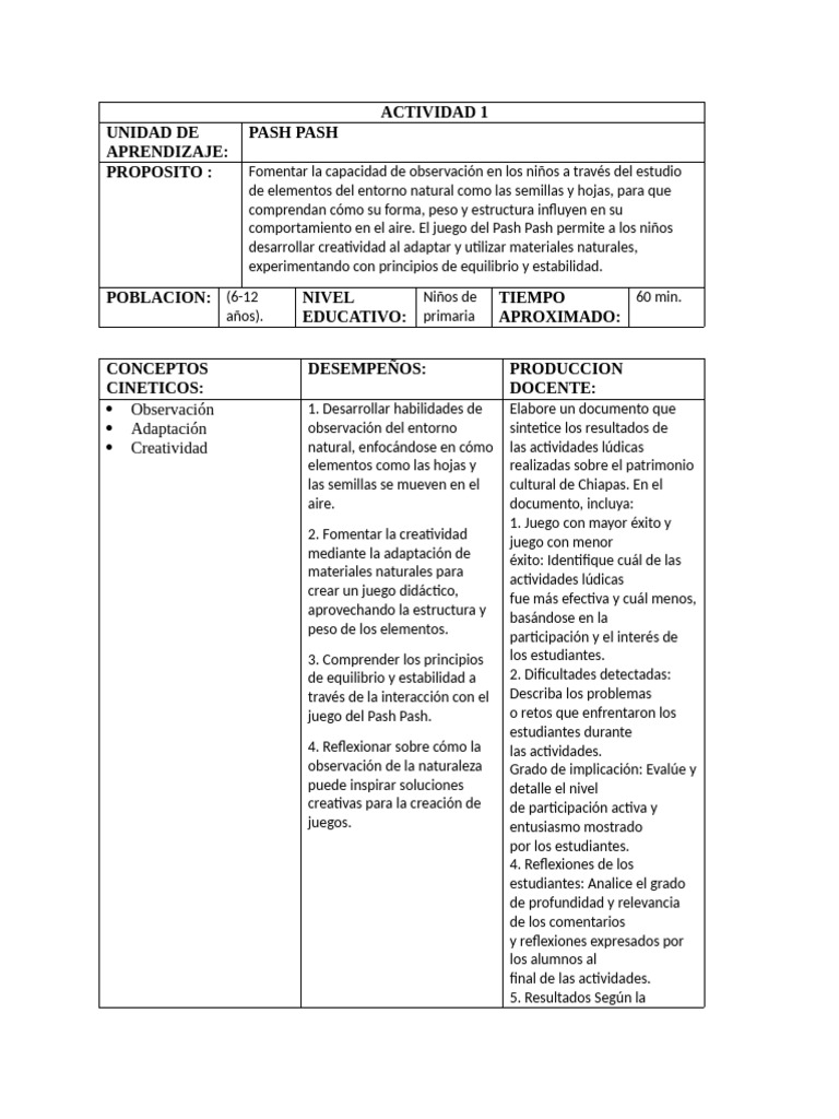 Materiales para el juego Pash Pash | PDF | Creatividad | Aprendizaje