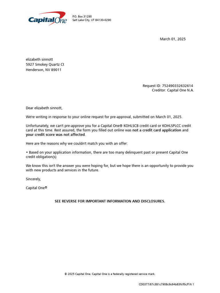 Adverse Action Letter | PDF