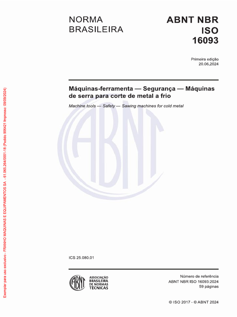 Abnt NBR Iso 16093 2024 | PDF