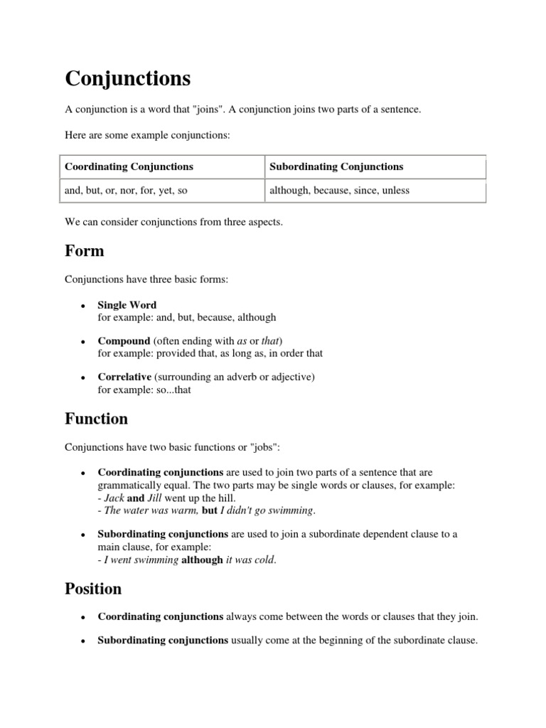 Conjunctions, Preposition, Interjenction | PDF | Preposition And ...