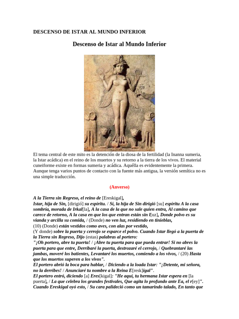 Descenso de Istar Al Mundo Inferior | PDF