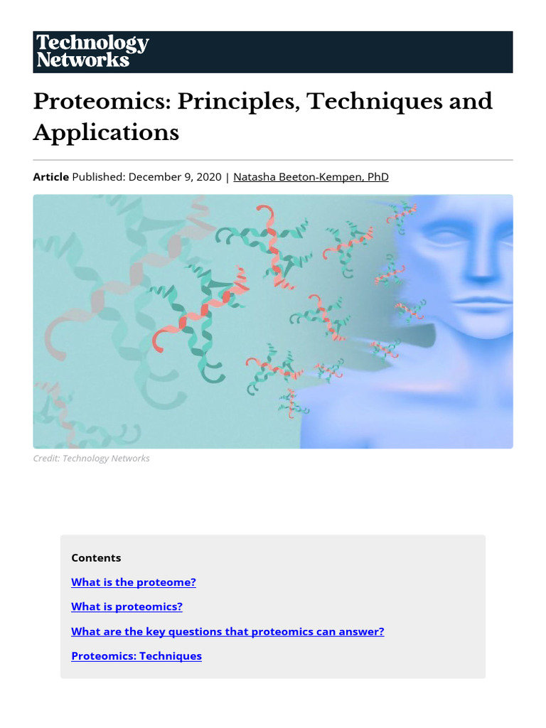 Proteomics- Principles, Techniques and Applications | PDF | Proteomics | Mass Spectrometry