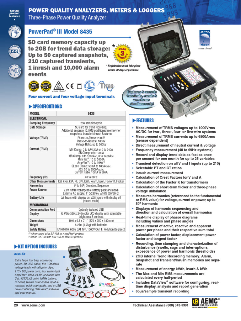 Ficha AEMC 8435 | PDF | Alternating Current | Electrical Engineering
