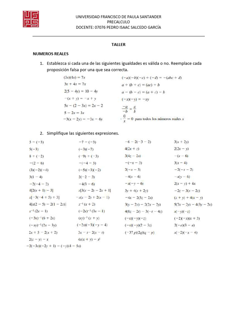 Taller Precalculo | PDF