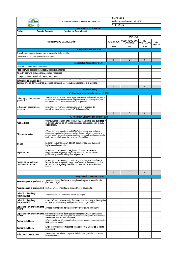 Formato Auditoria A Proveedores | PDF | Entorno natural | Auditoría