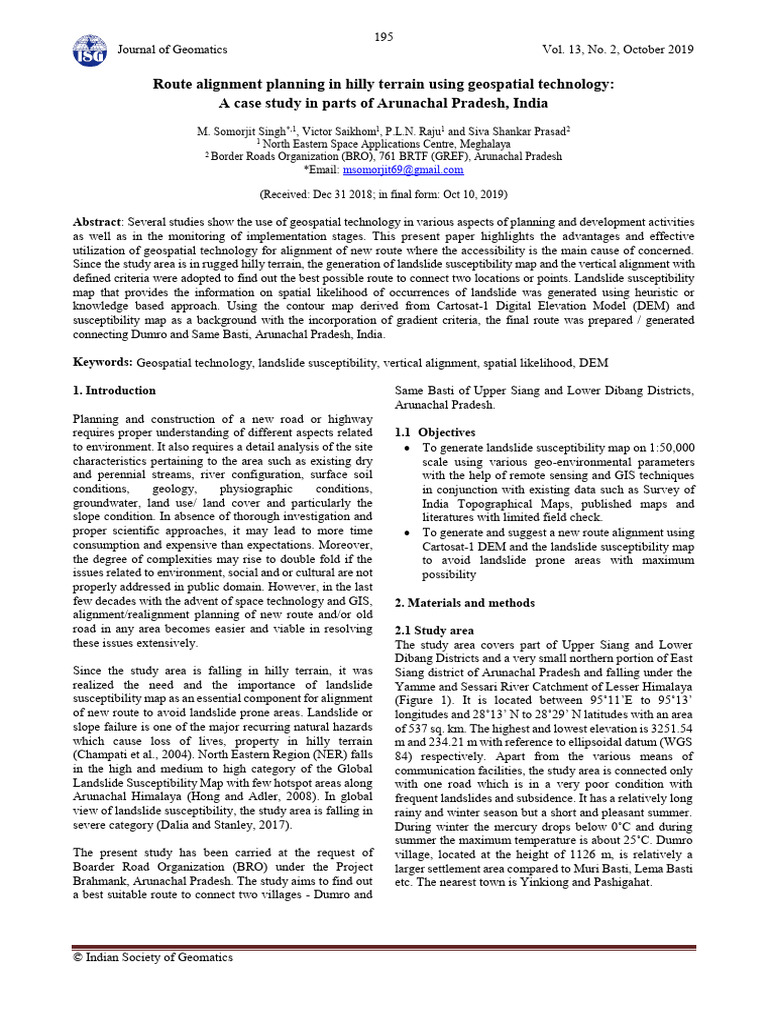 Route Alignment Planning | PDF | Landslide | Topography