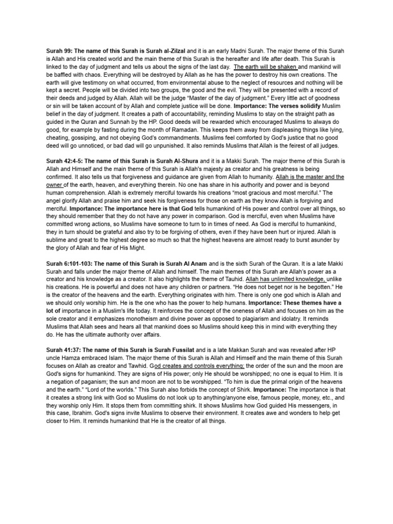 Understanding Surah Al-Zilzal's Themes | PDF | Muhammad | God In Islam