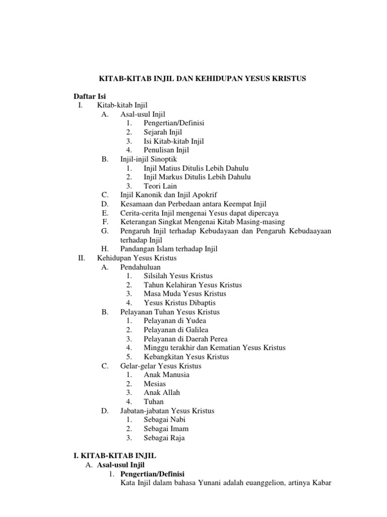 Kitab-Kitab Injil & Kehidupan Yesus | PDF