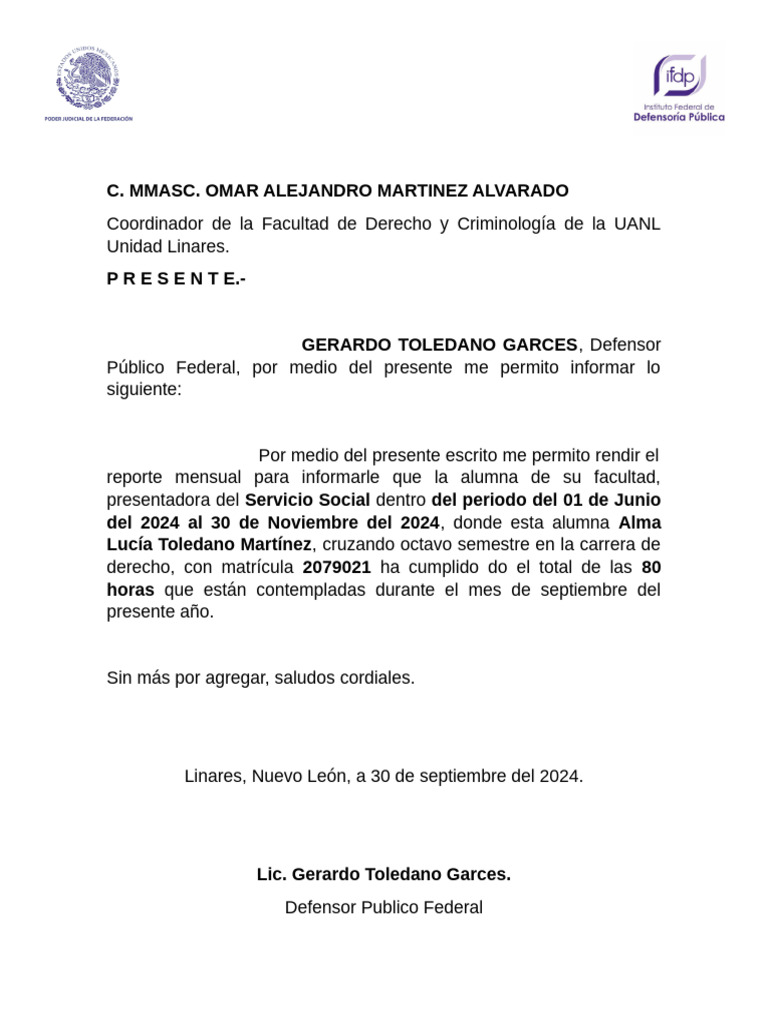 Primer Reporte Mensual | PDF
