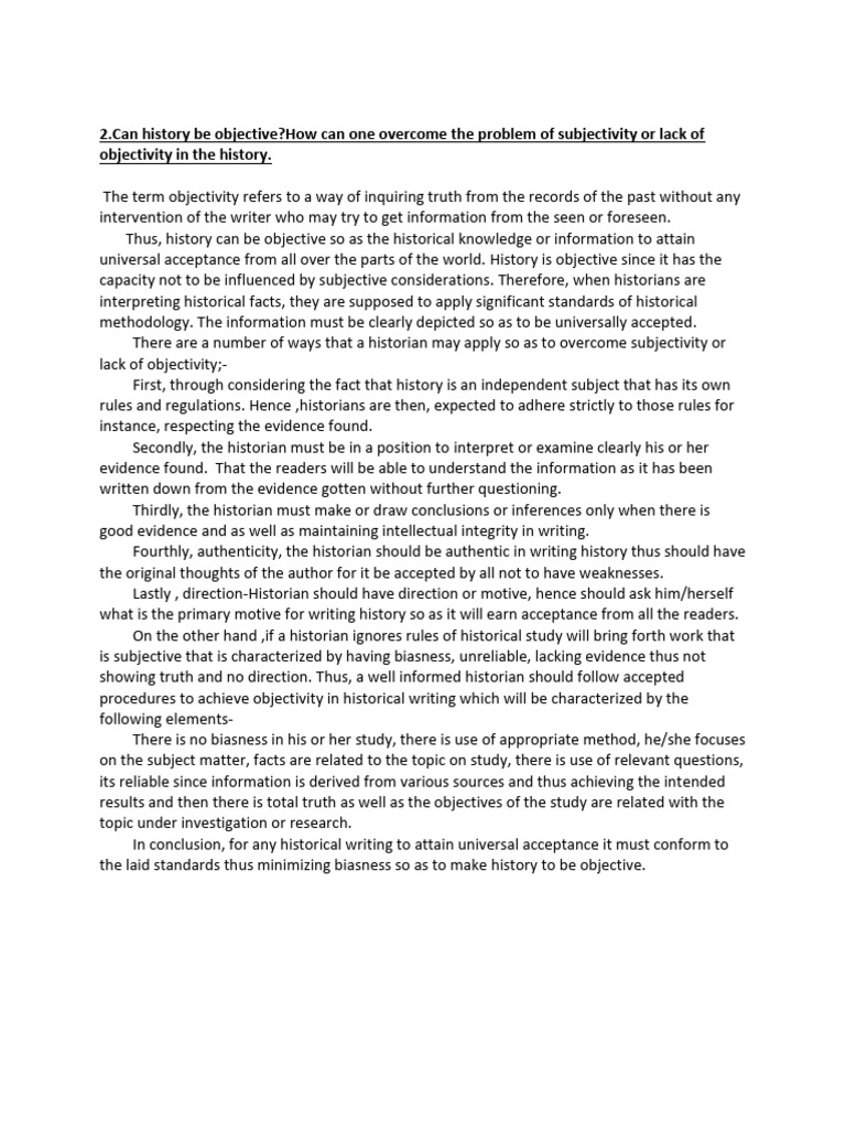 Objectivity in History - 1 | PDF | Evidence | Historian