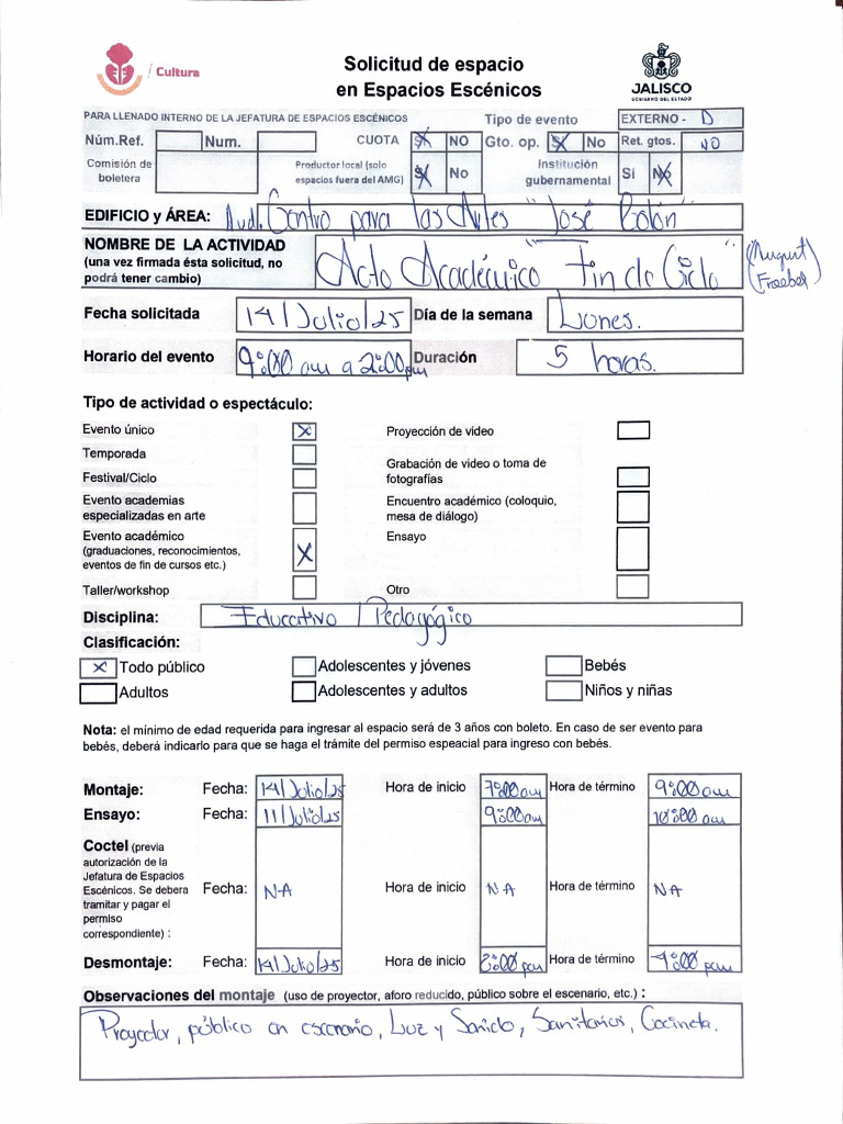 Solicitud de Espacios Escénicos Jalisco | PDF