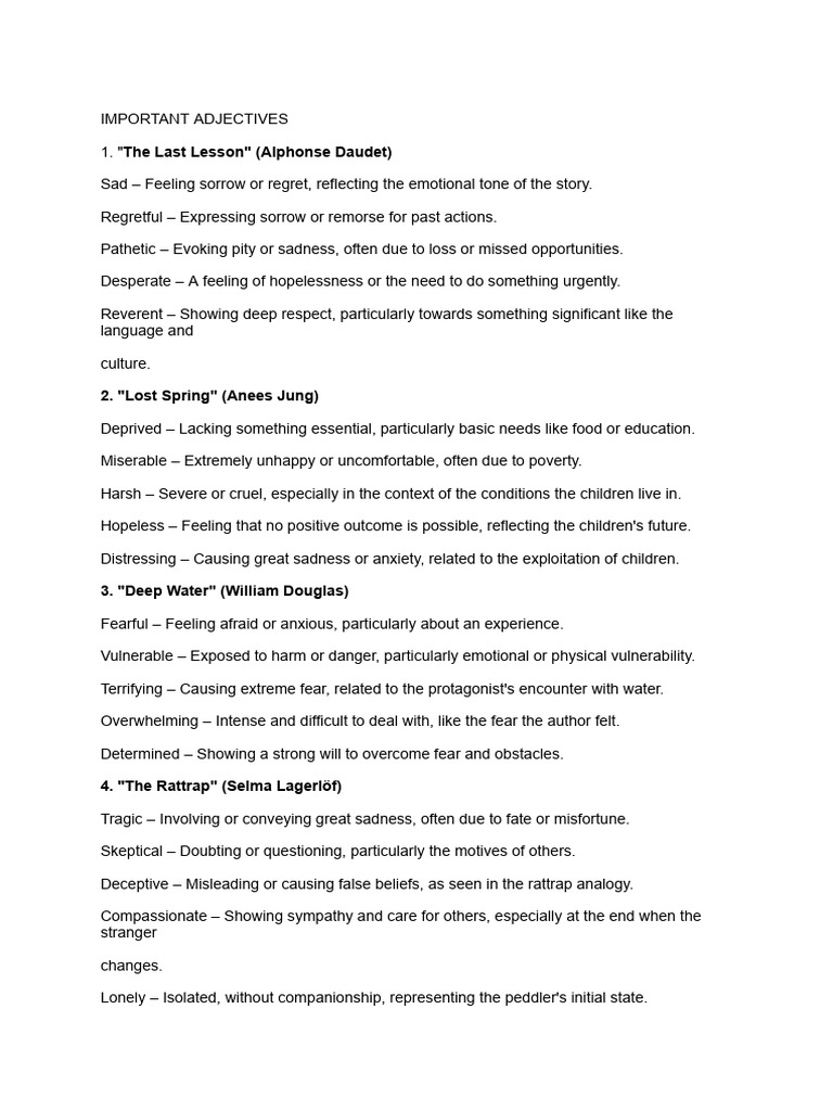 Adjectives | PDF | Feeling | Empathy