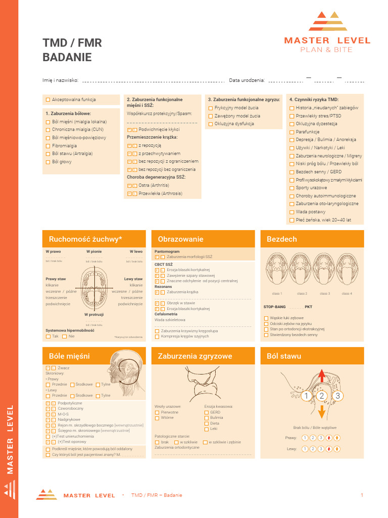 TMD / FMR Badanie: Ruchomość Żuchwy Obrazowanie Bezdech | PDF