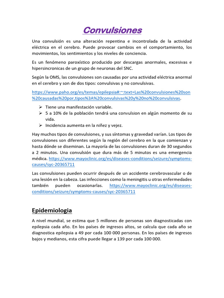 Tipos y causas de convulsiones | PDF | Epilepsia | Especialidades Medicas