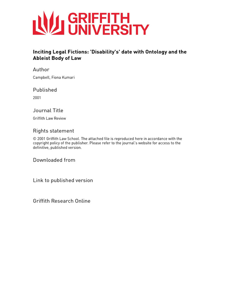 Fiona Ableism | PDF | Americans With Disabilities Act Of 1990 | Disability