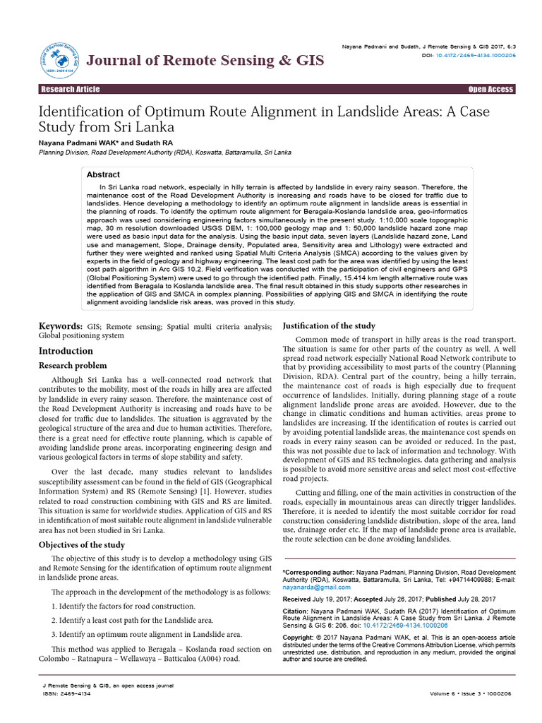 Identification of Optimum Route Alignmen | PDF | Landslide | Geographic ...