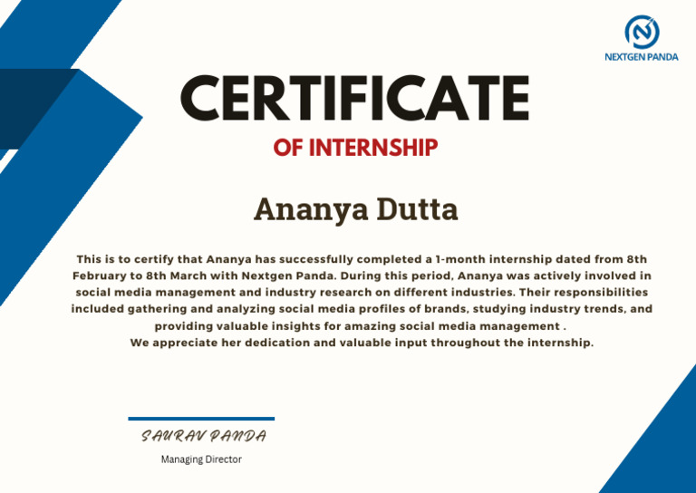 Ananya Internship Certificate-2 | PDF