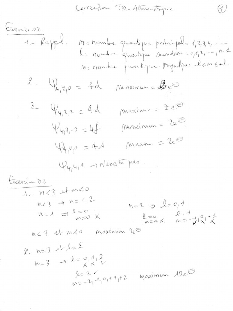 Corrc-TD Atomistique MM&PC-1 | PDF