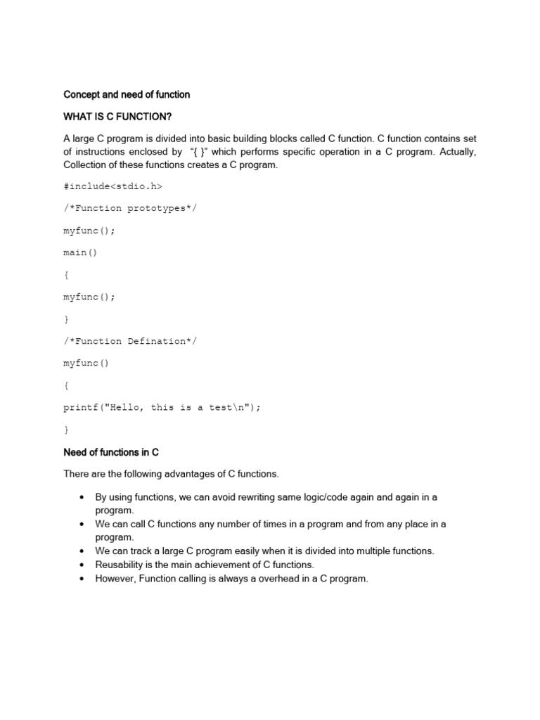 Unit - 05 - Functions - 01 | PDF | Computer Program | Programming