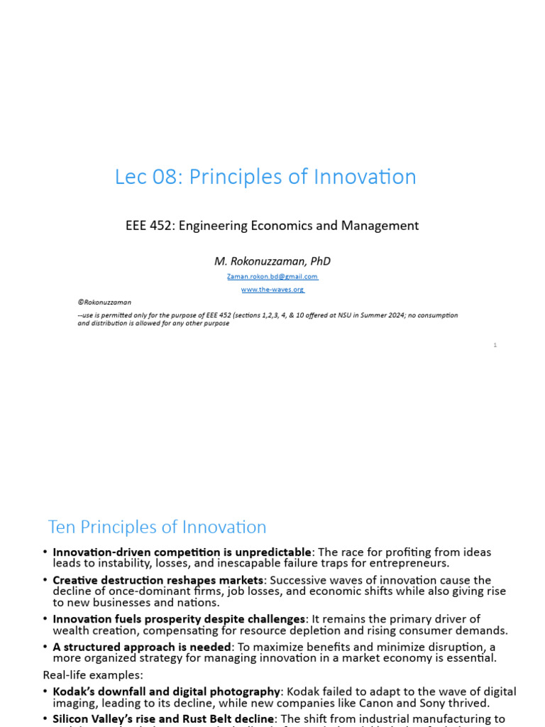 EEE 452 Updated Lec 8 | PDF | Innovation | Market (Economics)