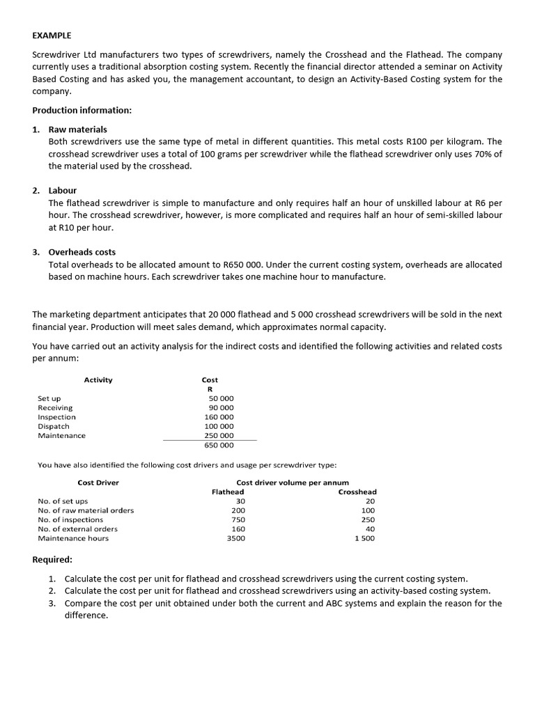 Overheads cost example | PDF