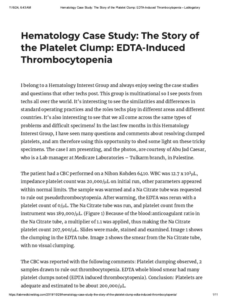 Hematology Case Study - The Story of The.. | PDF
