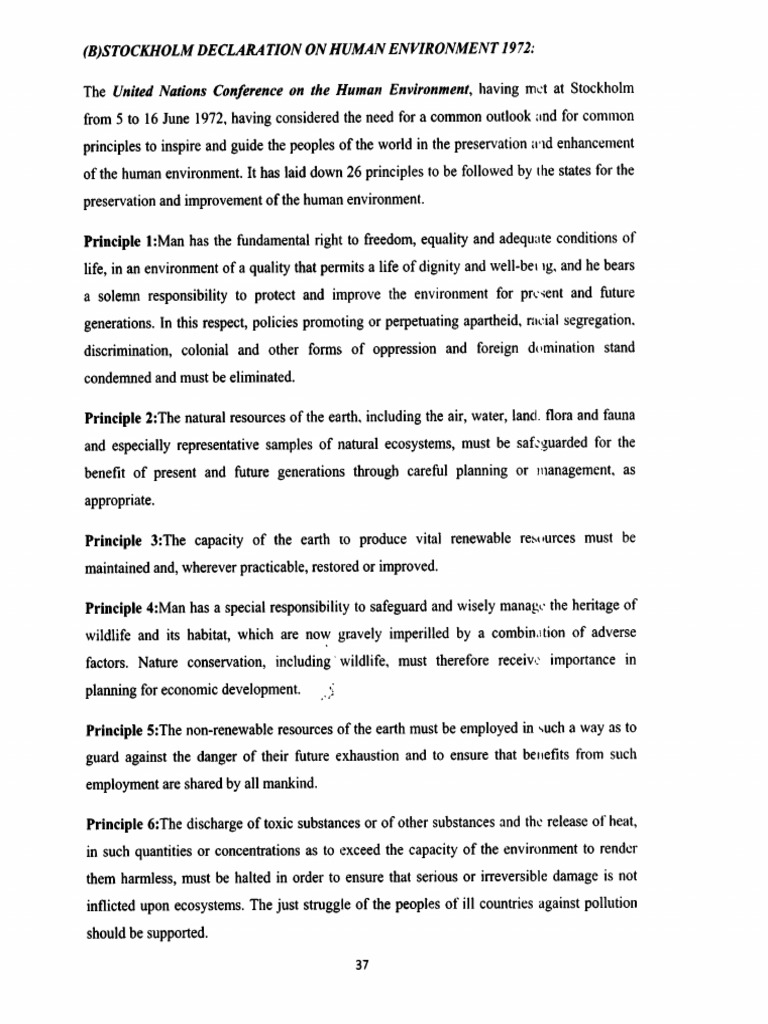 Stockholm Declaration On Human Environment 1972 | PDF