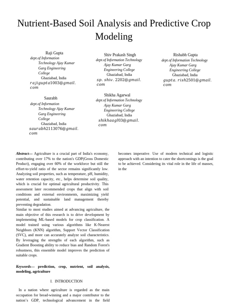 Soil Nutrient Analysis | PDF | Agriculture | Machine Learning