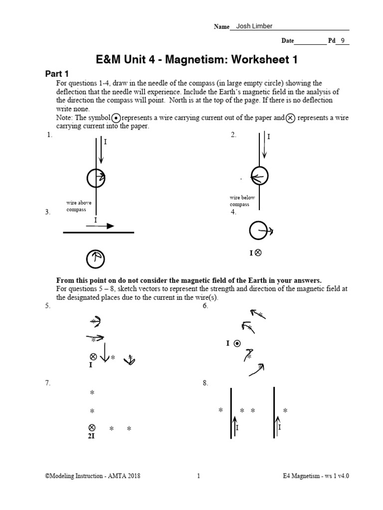 Kami Export - Joshua Limber - 02 - E4 - ws1 | PDF | Magnetic Field | Compass